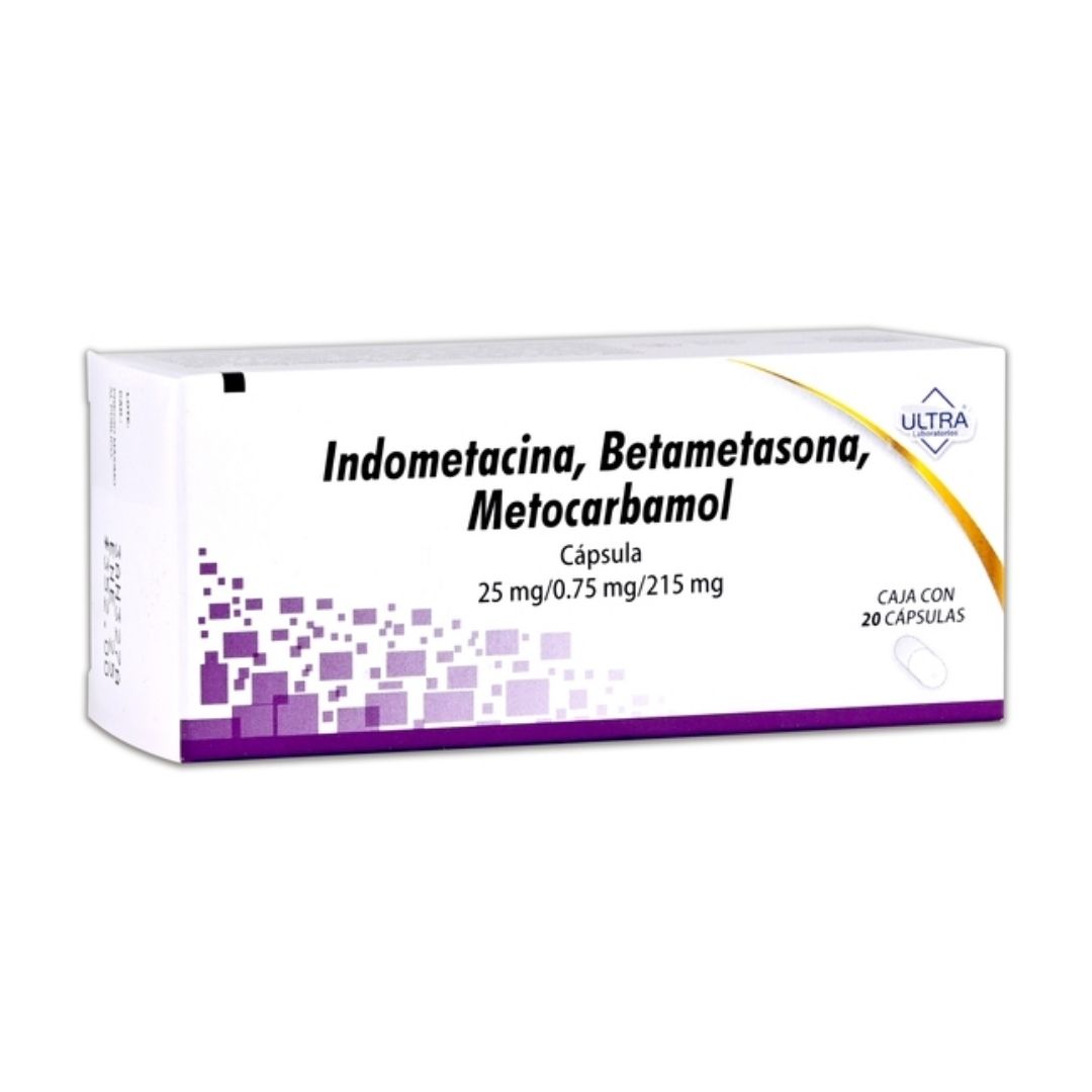 INDOMETACINA/BETAMETASONA/METOCARBAMOL-ULTRA CAPSULAS C/20 – GRSDeteccion