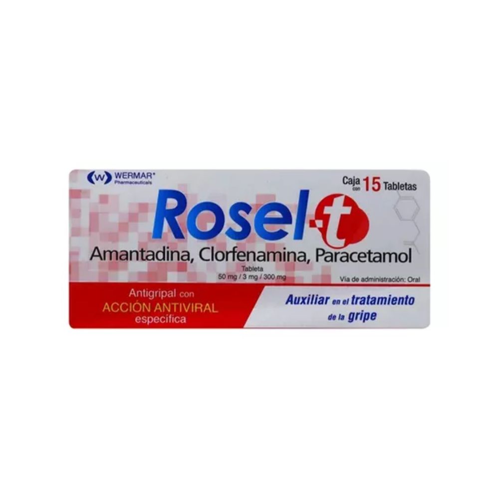 ROSEL T AMANTADINA 50MG / CLORFERAMINA 3MG / PARACETAMOL 300MG C/15 TAB ...
